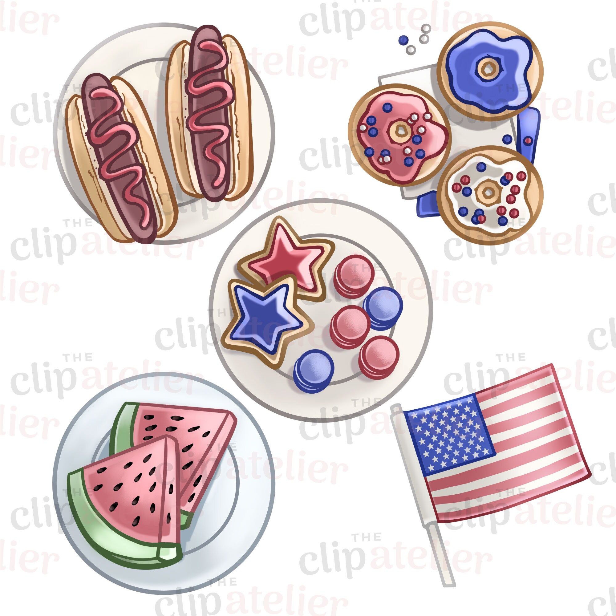 Fourth of July Fashion Clipart Illustrations Red, White and Blue Flat ...