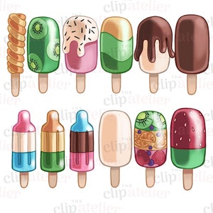 Popsicle Clipart Illustrations | Ice Lolly Digital Download | Ice Cream ...