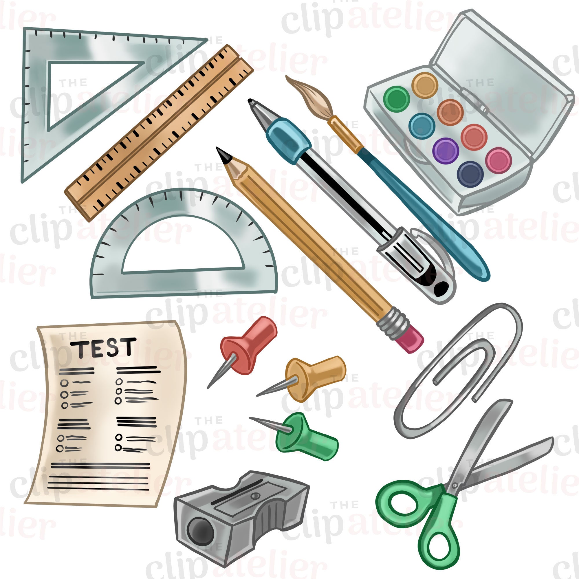 Back to School Clipart Images School Supplies PNG Download - Etsy