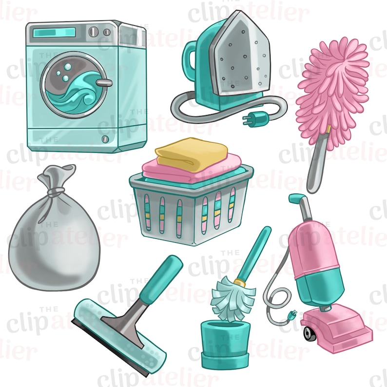 Cleaning Clipart Illustrations Household Chores Digital - Etsy