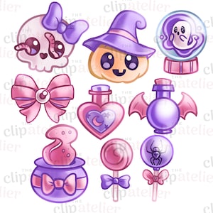 Pretty Halloween Clipart Illustrations | Kawaii Halloween PNG Download ...