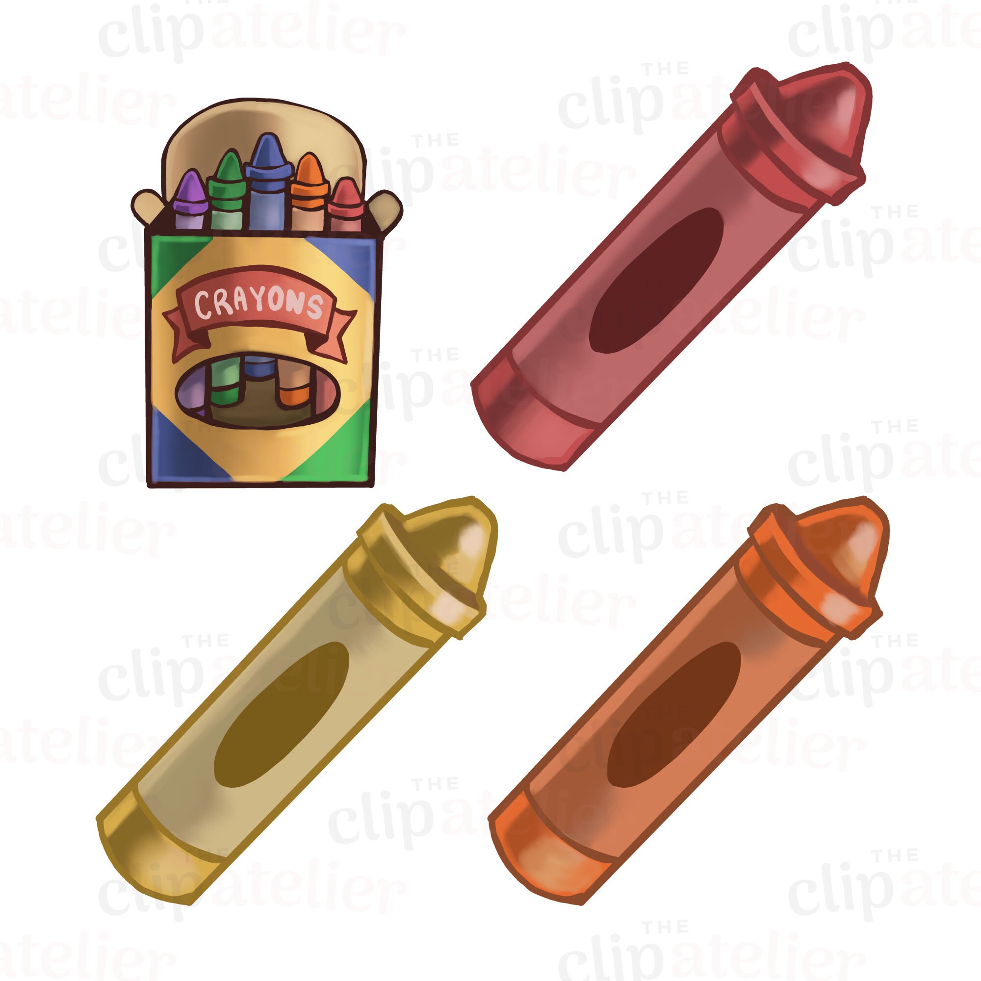 Crayon Clipart Illustrations Colourful Crayons Instant Download Crayon ...