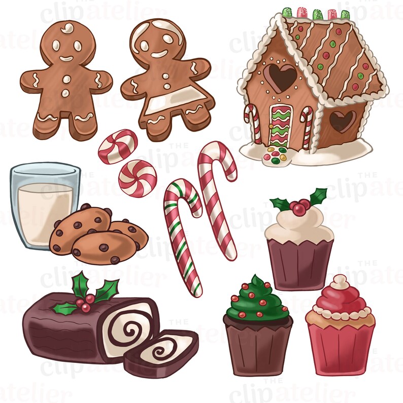 Christmas Treats Clipart Illustrations Holiday Candy Instant - Etsy