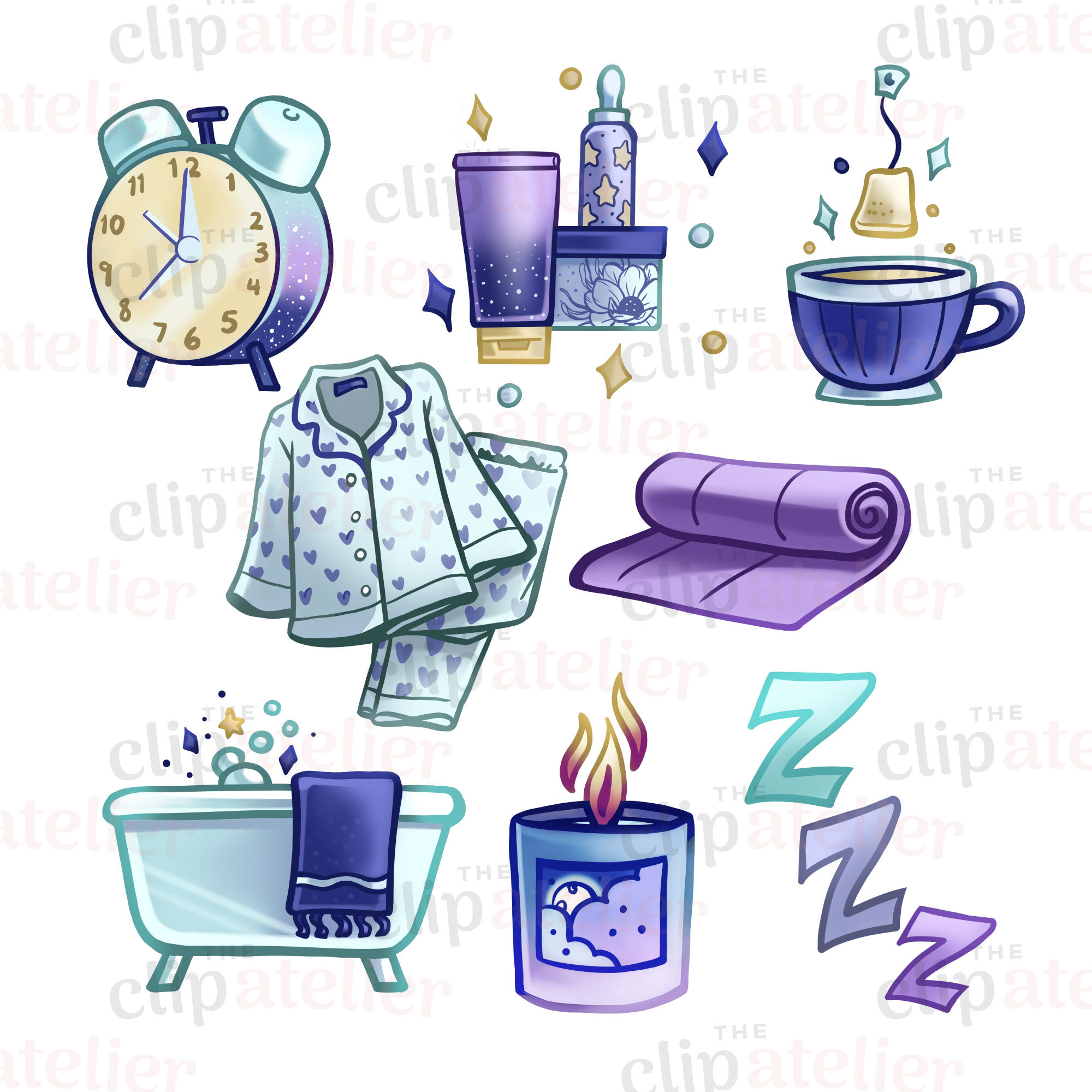 Night Routine Clipart Illustrations Good Night Planner PNG Download ...