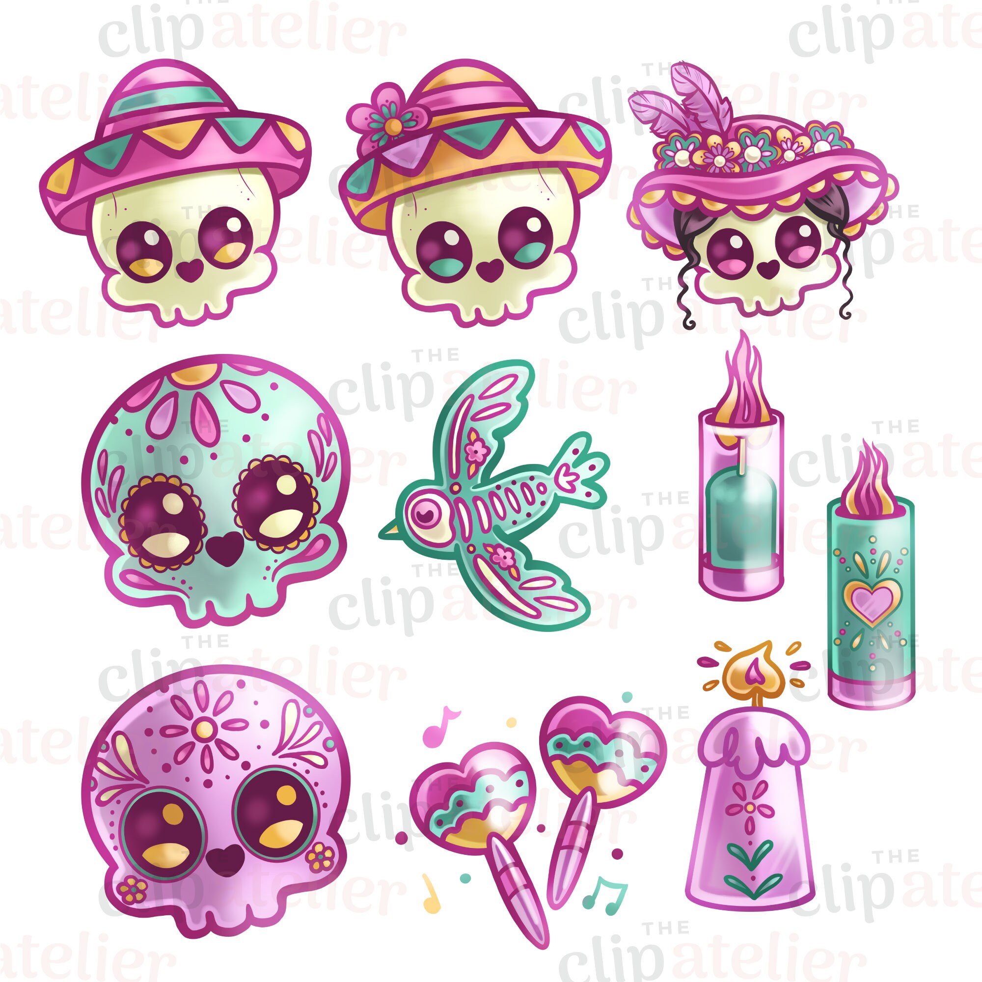 Dia De Los Muertos Clipart Illustrations Sugar Skull PNG Images Day of ...