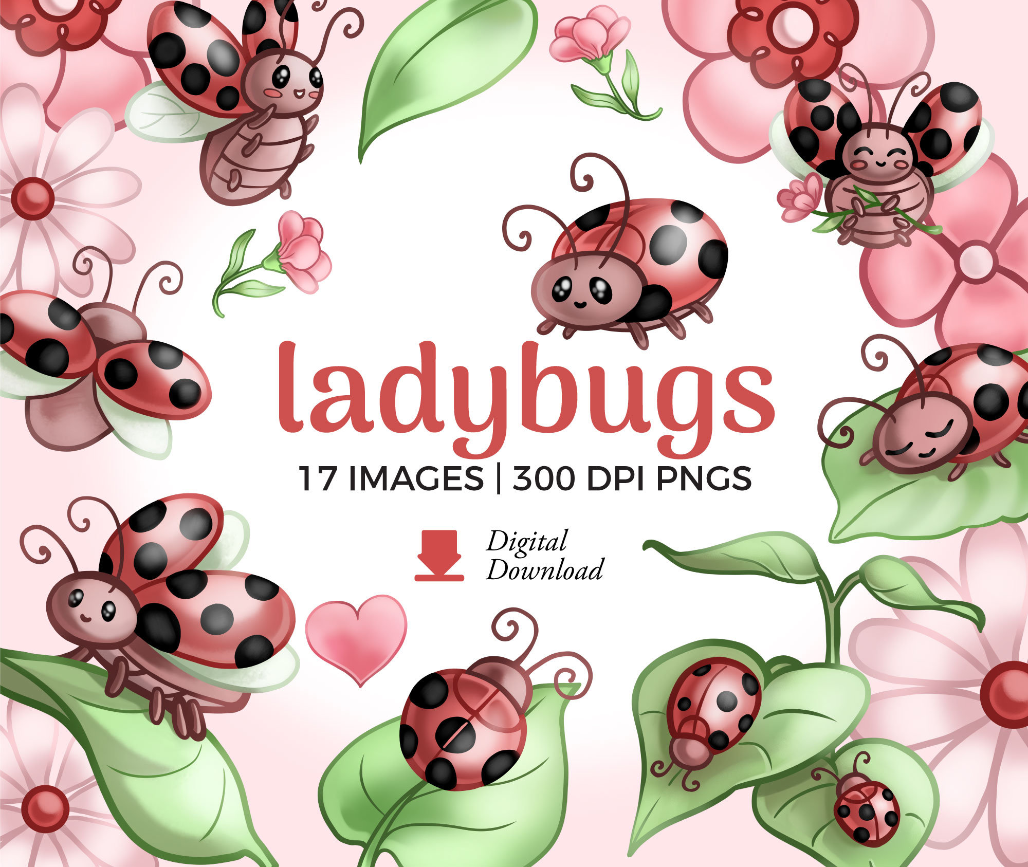 Ladybugs Clipart Illustrations Cute Ladybug Clip Art Download Flower ...