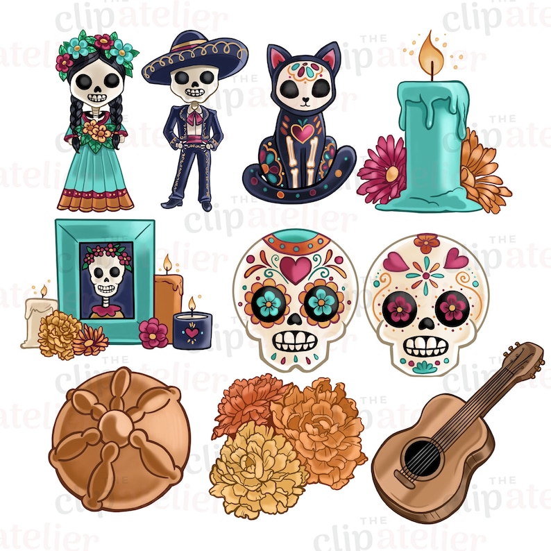 Day of the Dead Clipart Illustrations | Dia De Los Muertos PNG Download ...