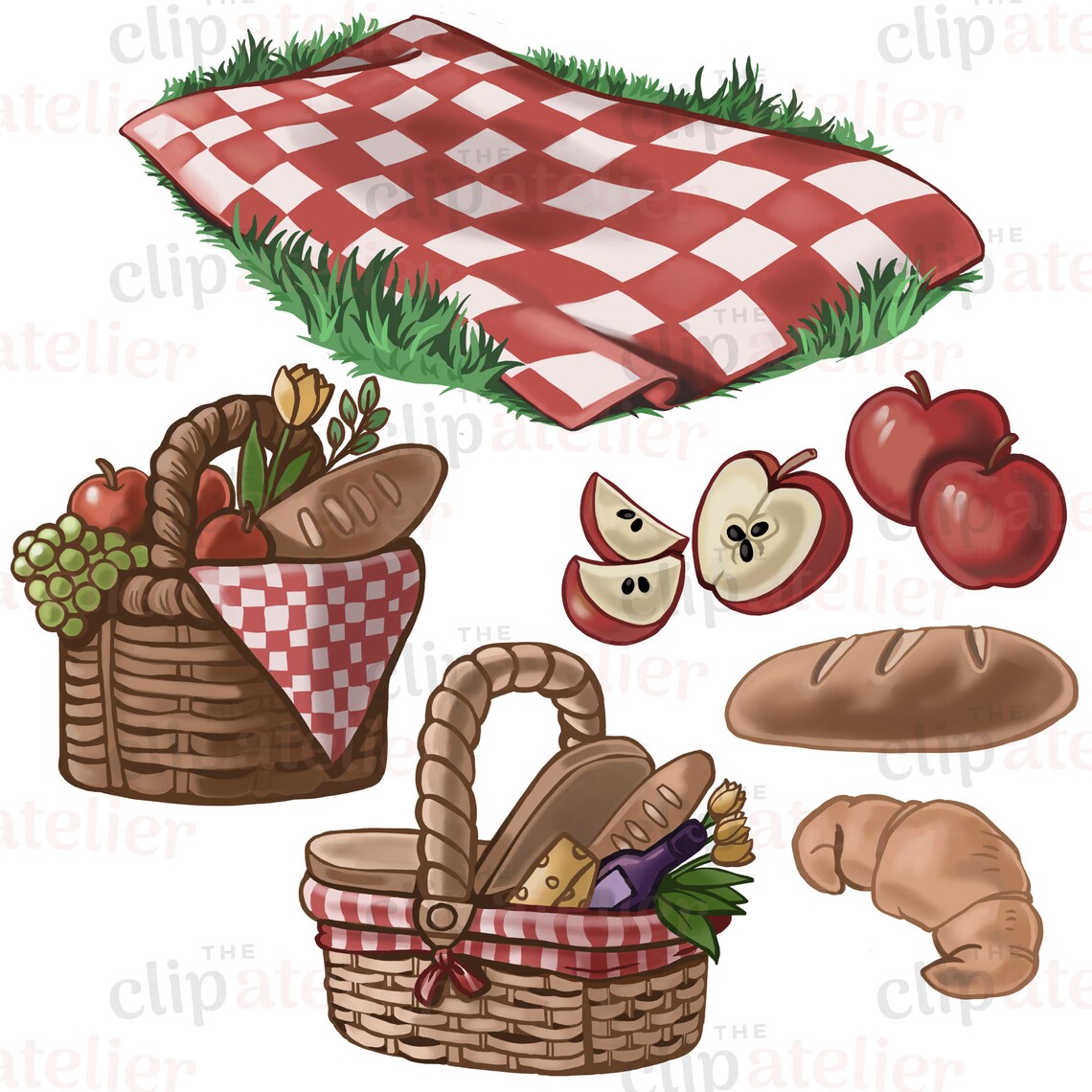 Picnic Clipart Illustrations Summer Picnic Digital Download Food ...