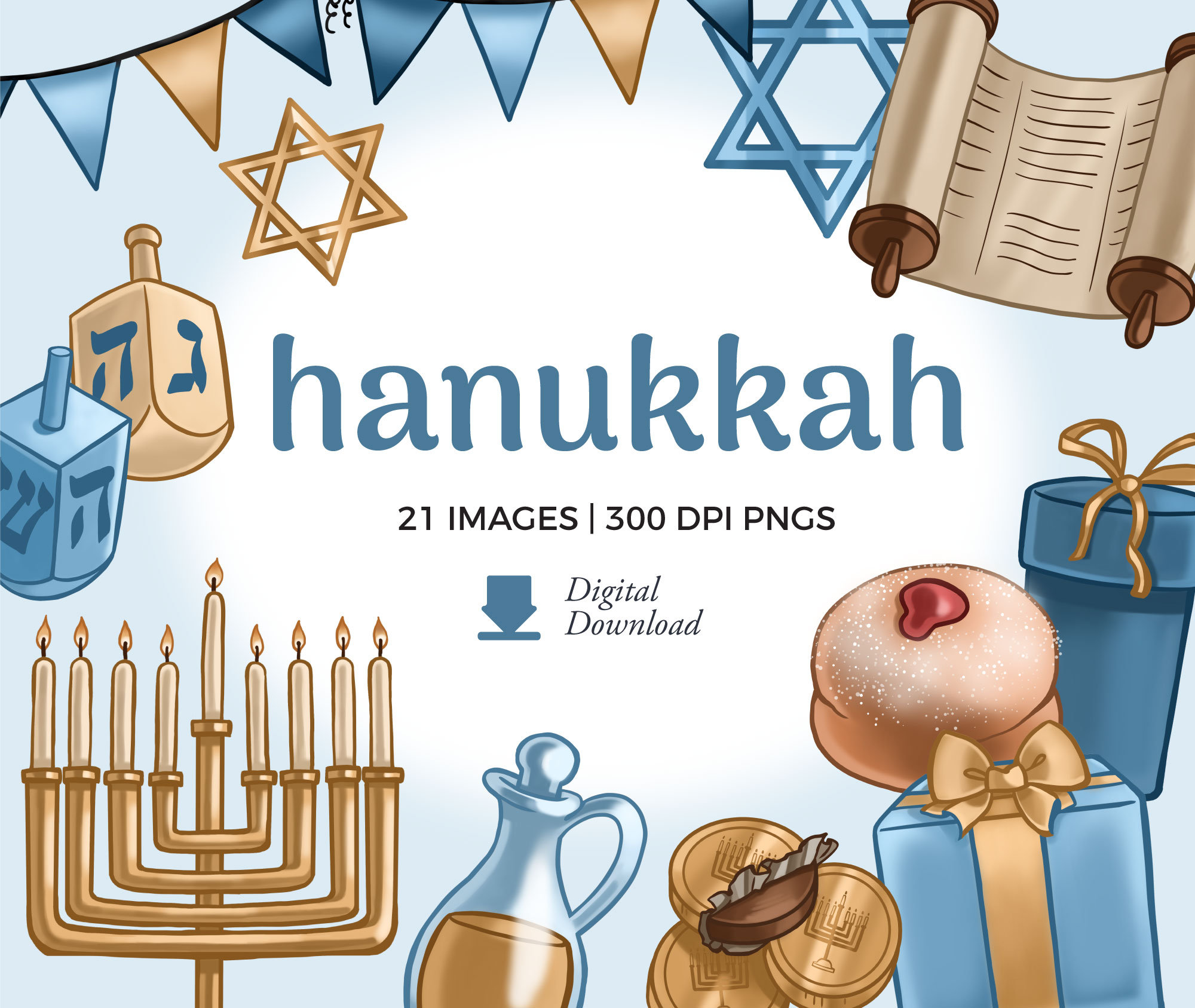 Hanukkah Clipart Illustrations Menorah PNG Download Torah Clipart, Gelt ...