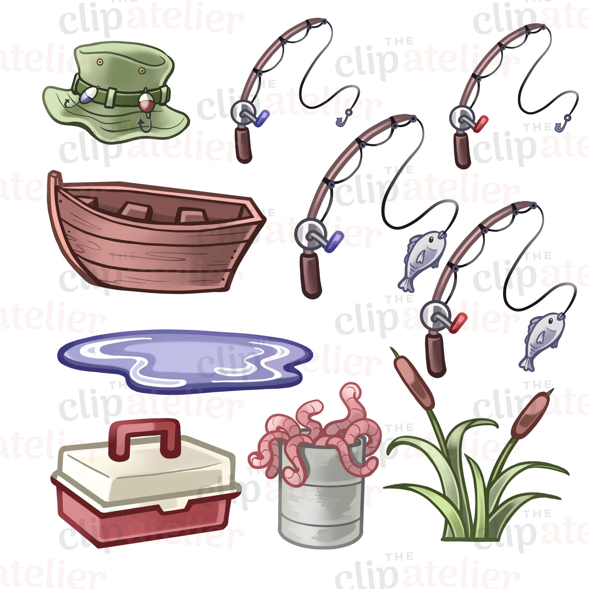 Fishing Clipart Illustrations | Gone Fishing Clip Art Download | Bait ...