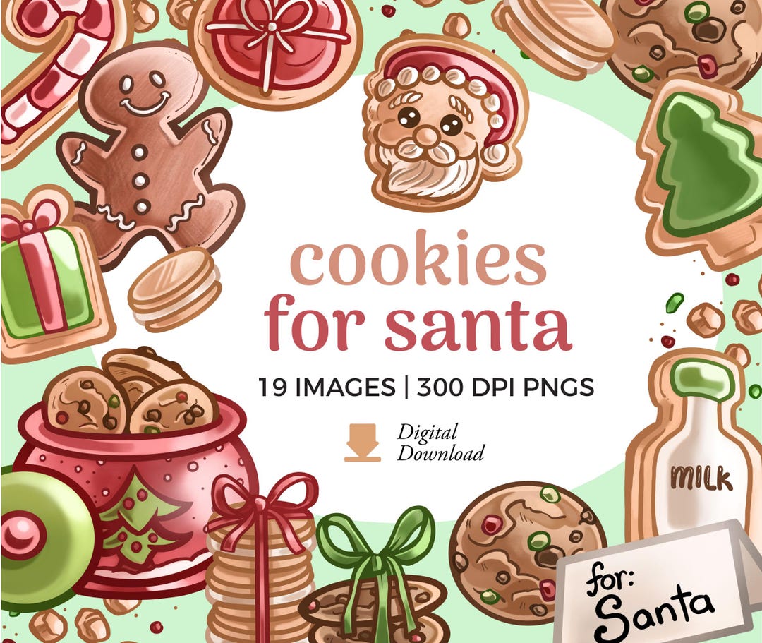 Cookies for Santa Clipart | Cookie Jar PNG Illustration | Sugar Cookies ...