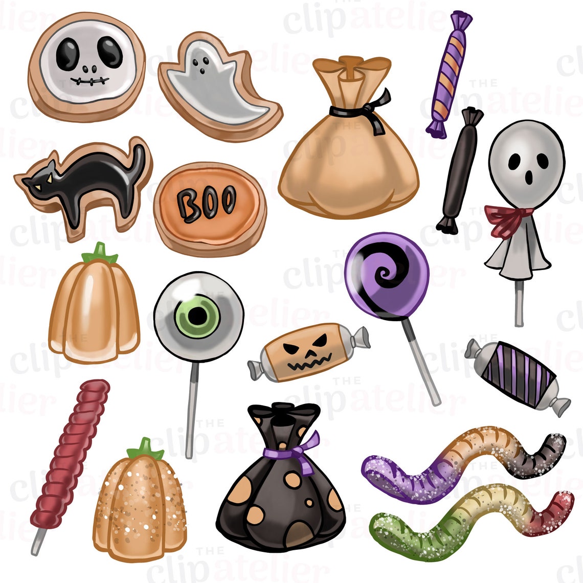Halloween Candy Clipart Illustrations Halloween Baskets PNG | Etsy