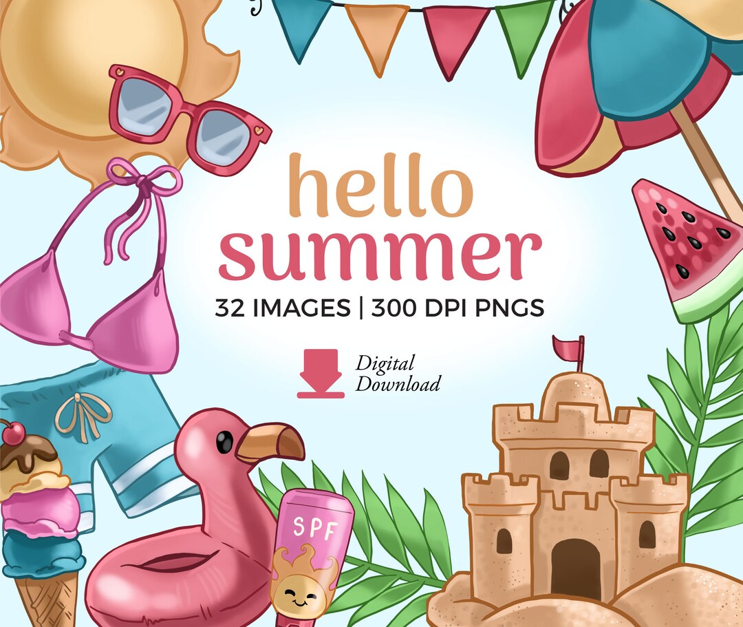 Summer Clipart: Fun in the Sun PNG Images, Beach Trip (digital Download ...