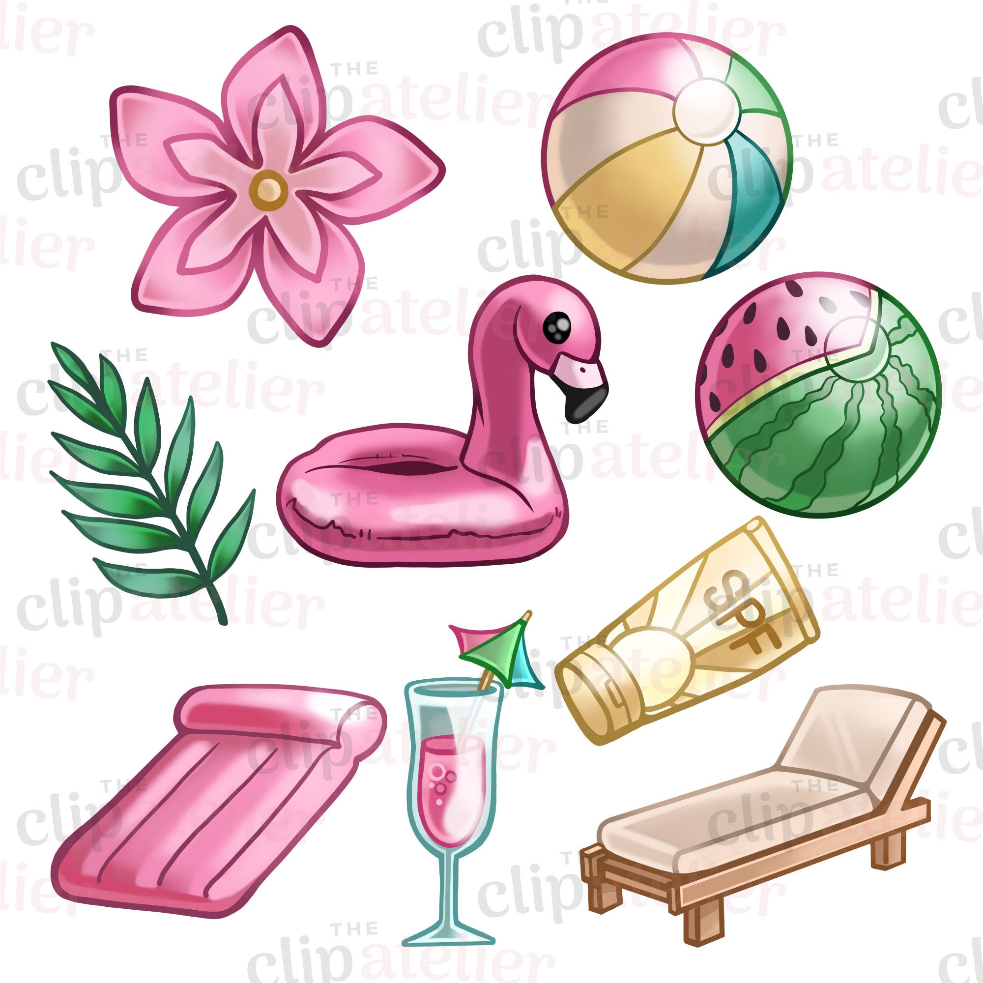 Pool Party Clipart Illustrations | Summer PNG Download | Pool Graphic ...
