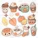 Kawaii Fall Coffee Clipart | Cats, Pumpkin Spice, Cinnamon & Coffee ...