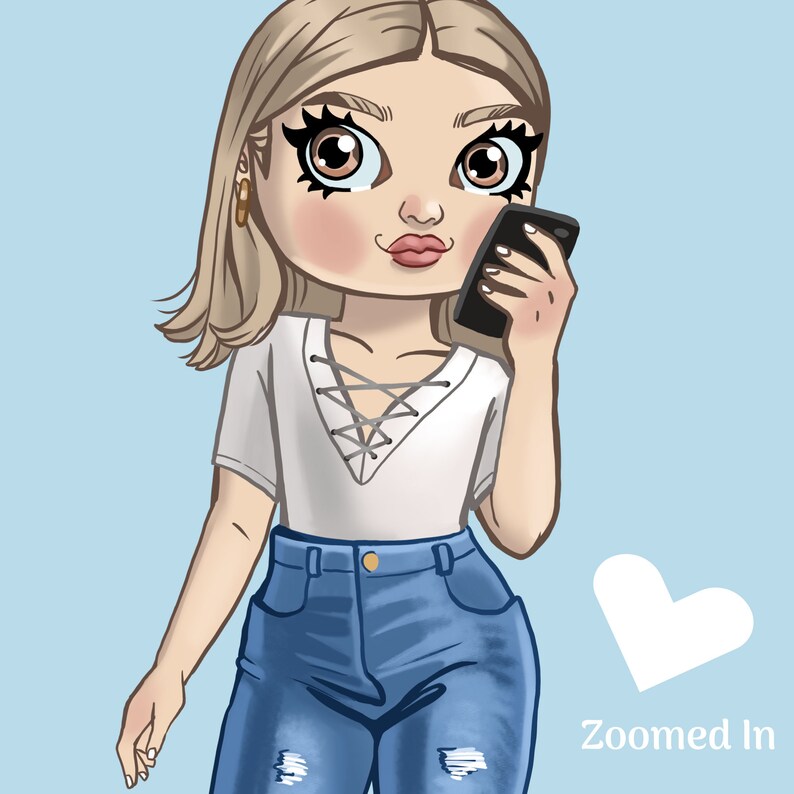 Ripped Denim Jeans Fashion Girl Clipart Chibi Fashion Girl - Etsy