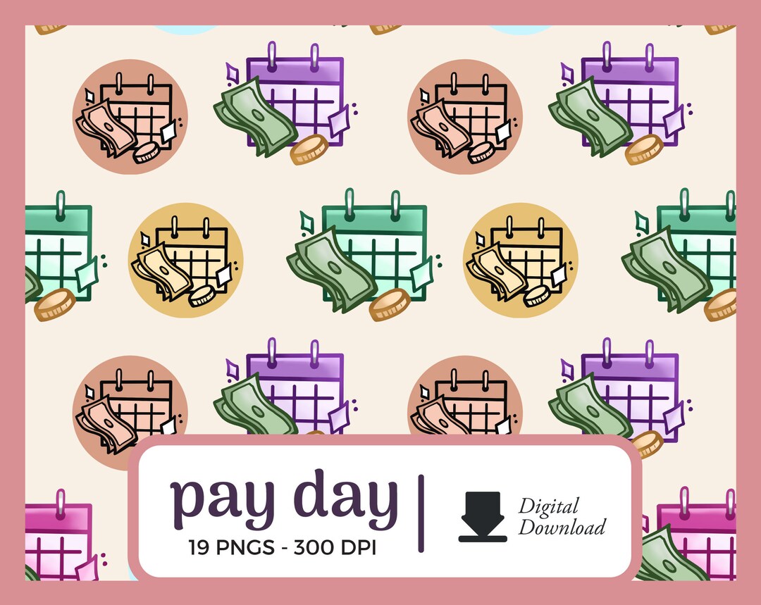 Payday Reminder Planner Icons | Money & Finance Calendar Graphic (PNG ...