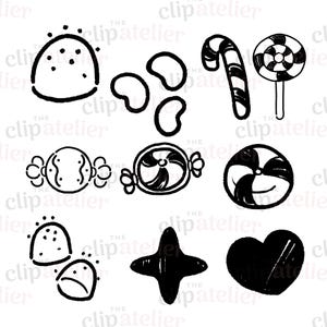 Kawaii Gingerbread Line Art Clipart: Hand-drawn Cookies PNG ...