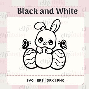 Kawaii Easter Bunny SVG Clipart Image | Colourful Easter Eggs and ...
