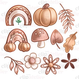 Boho Fall Clipart Illustrations | Autumn Graphics PNG Download ...