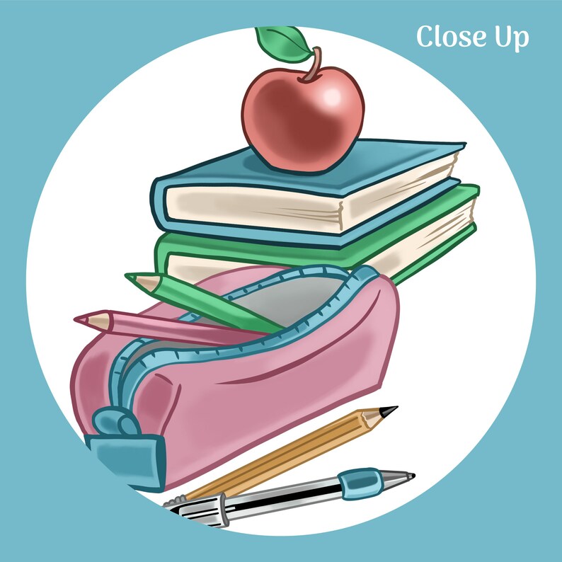 Back to School Clipart: School Bus, Books, Pencils (PNG Download) - Etsy UK