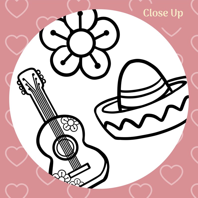 Cinco De Mayo Line Art Hand-drawn Clipart Images Black and White PNG ...