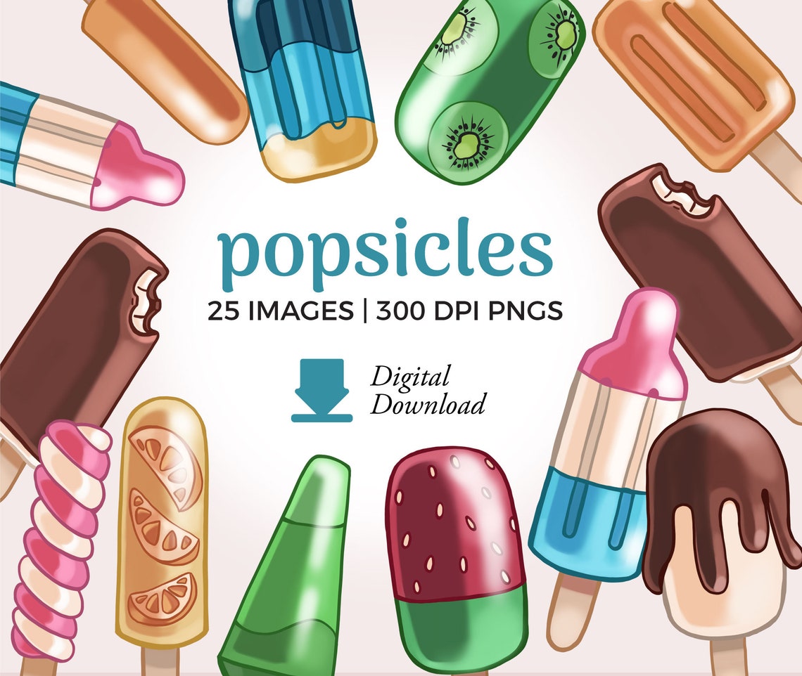 Popsicle Clipart Illustrations Ice Lolly Digital Download Ice Cream Png ...