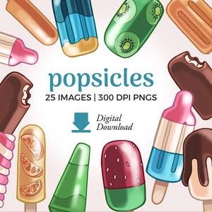 Popsicle Clipart Illustrations | Ice Lolly Digital Download | Ice Cream ...