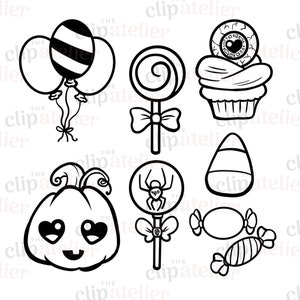 Cute Halloween Line Art | Hand-drawn Clipart Images | Spooky Cute ...