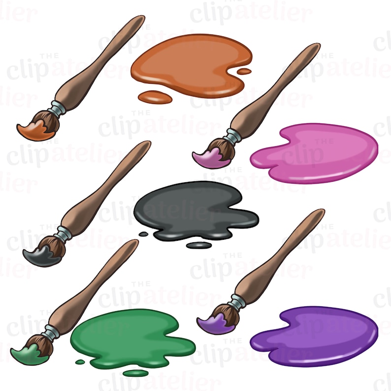 Paint Clipart Illustrations Paintbrush PNG Instant Download Painting ...
