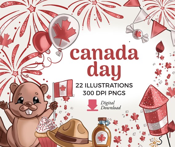 Canada Day Clipart Illustrations Canadian Flag PNG Download | Etsy