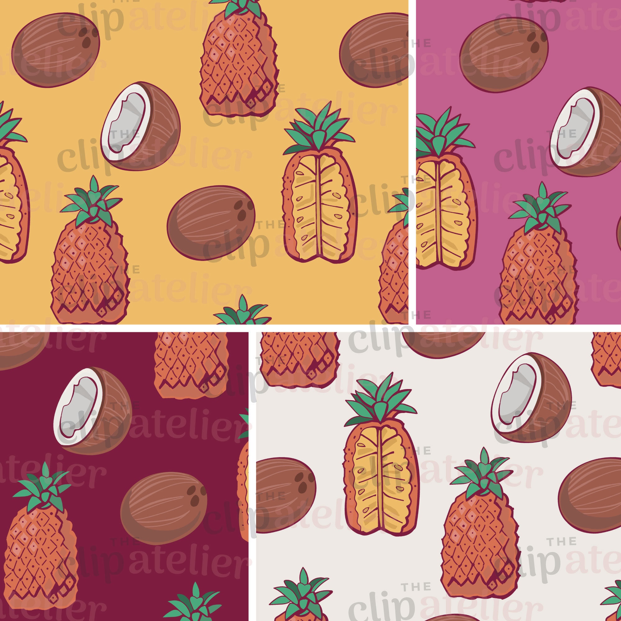 Tropical Fruit Seamless Patterns: Bold Digital Paper (printable Image ...