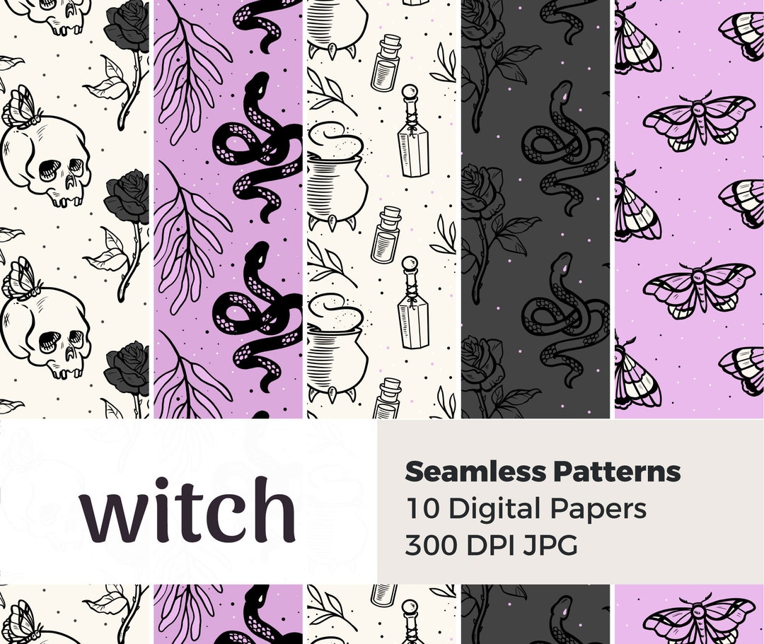 Witch Seamless Patterns Witch Digital Paper Pack Skull and - Etsy