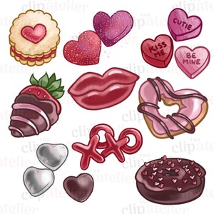 Valentine Treats Clipart Illustrations | V-day Candy Instant Download ...