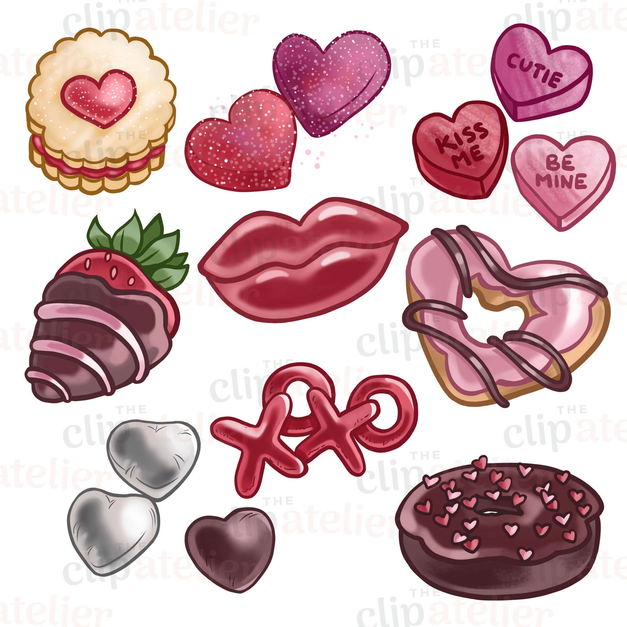 Valentine Treats Clipart Illustrations V-day Candy Instant - Etsy