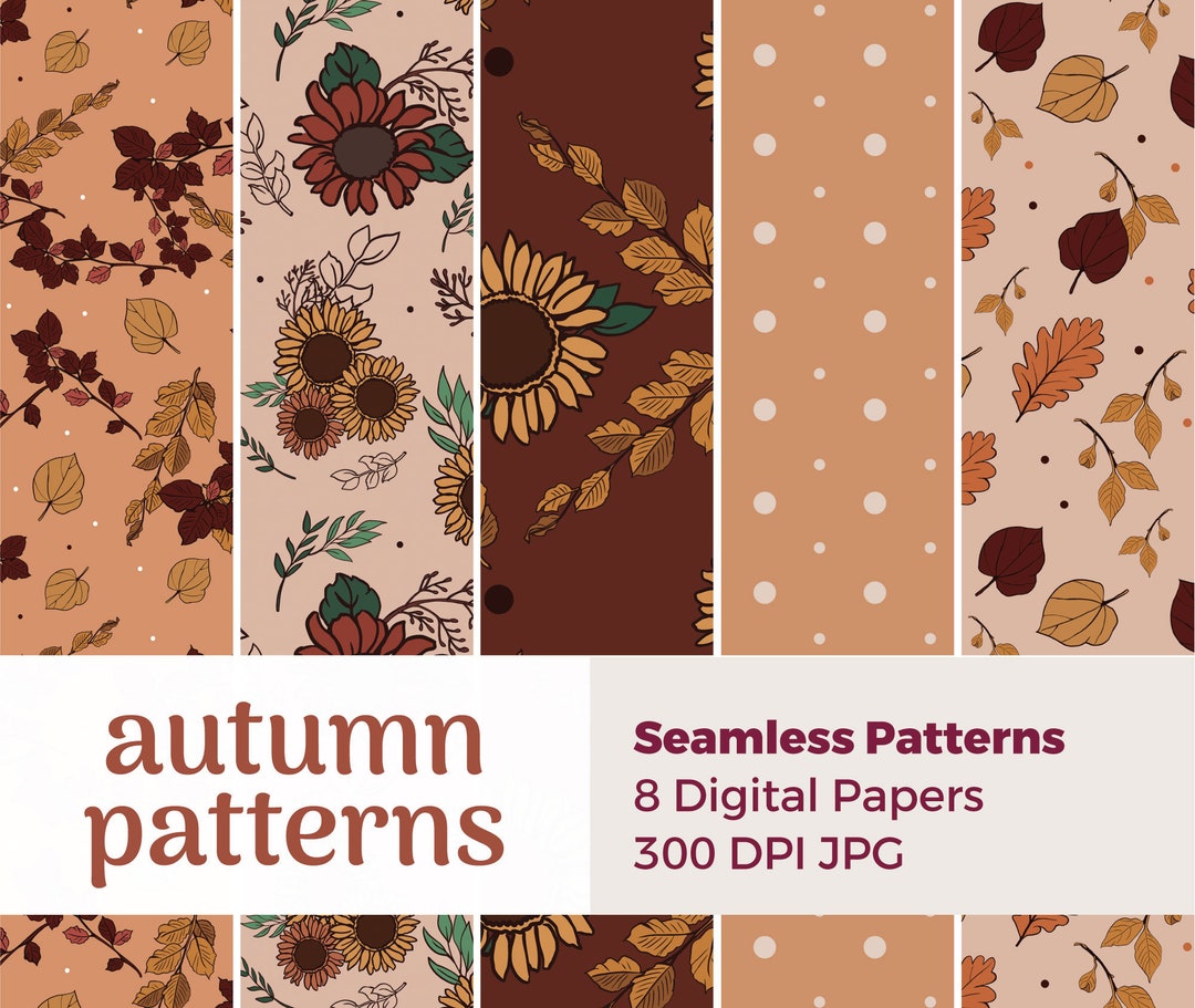 Autumn Seamless Patterns | Fall Digital Paper Pack | Sunflower Patterns ...