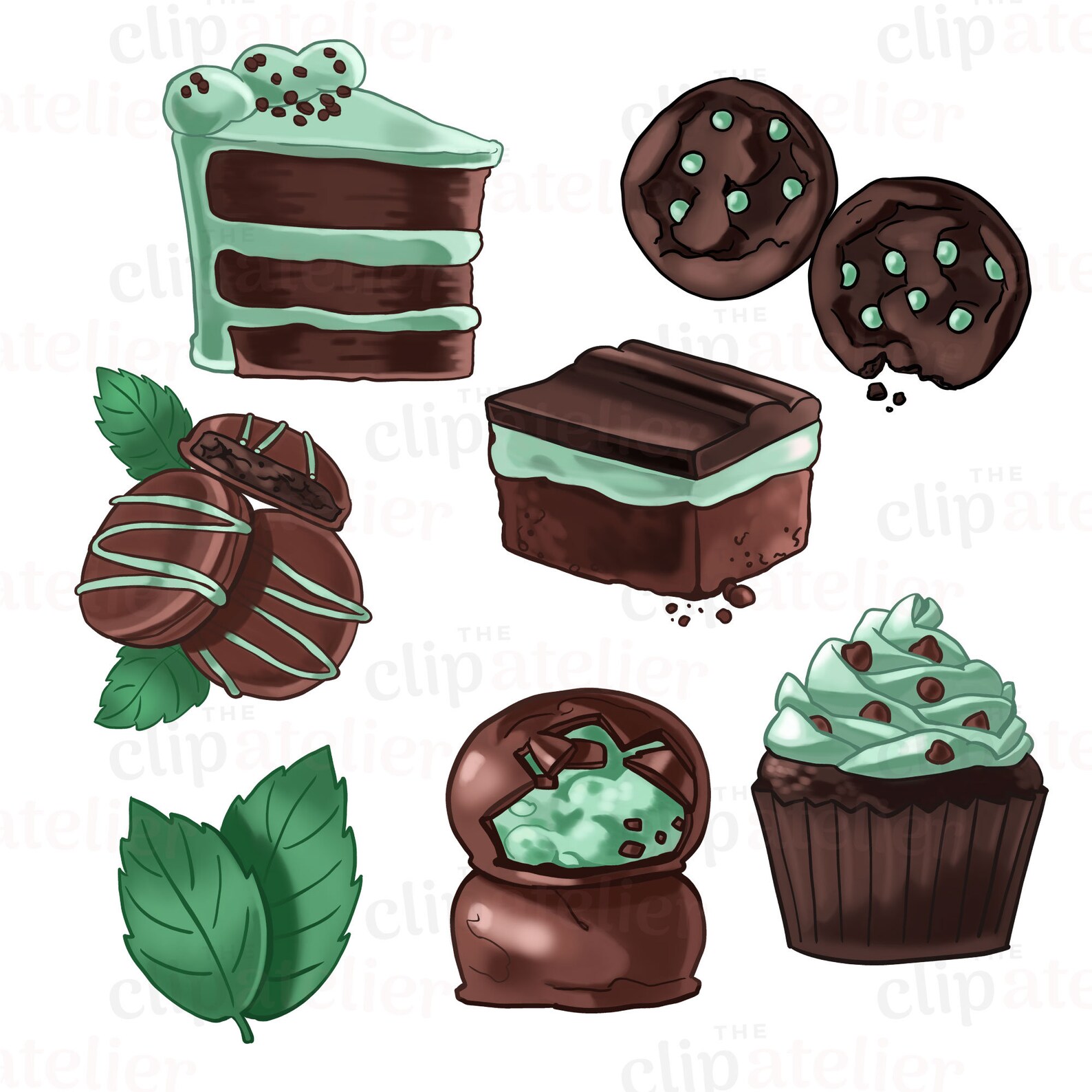 Mint Chocolate Dessert Clipart | Chocolate Cake Png Instant Download ...