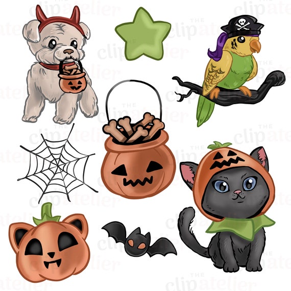 Cute Halloween Puppies Clip Art