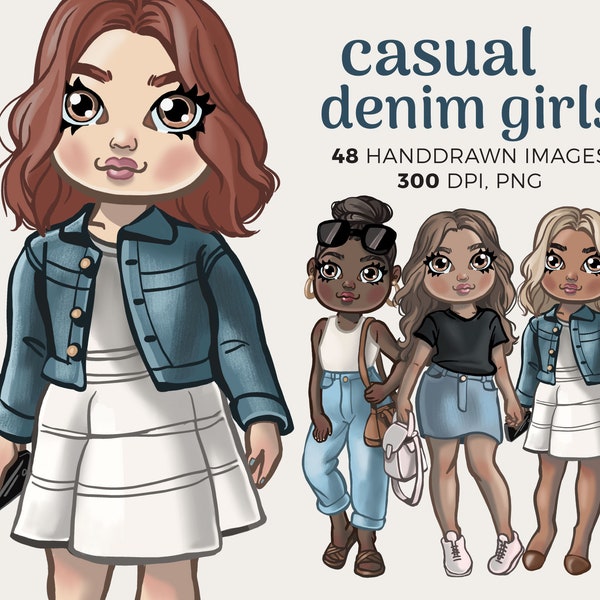 Jeans Girl Clipart - Etsy