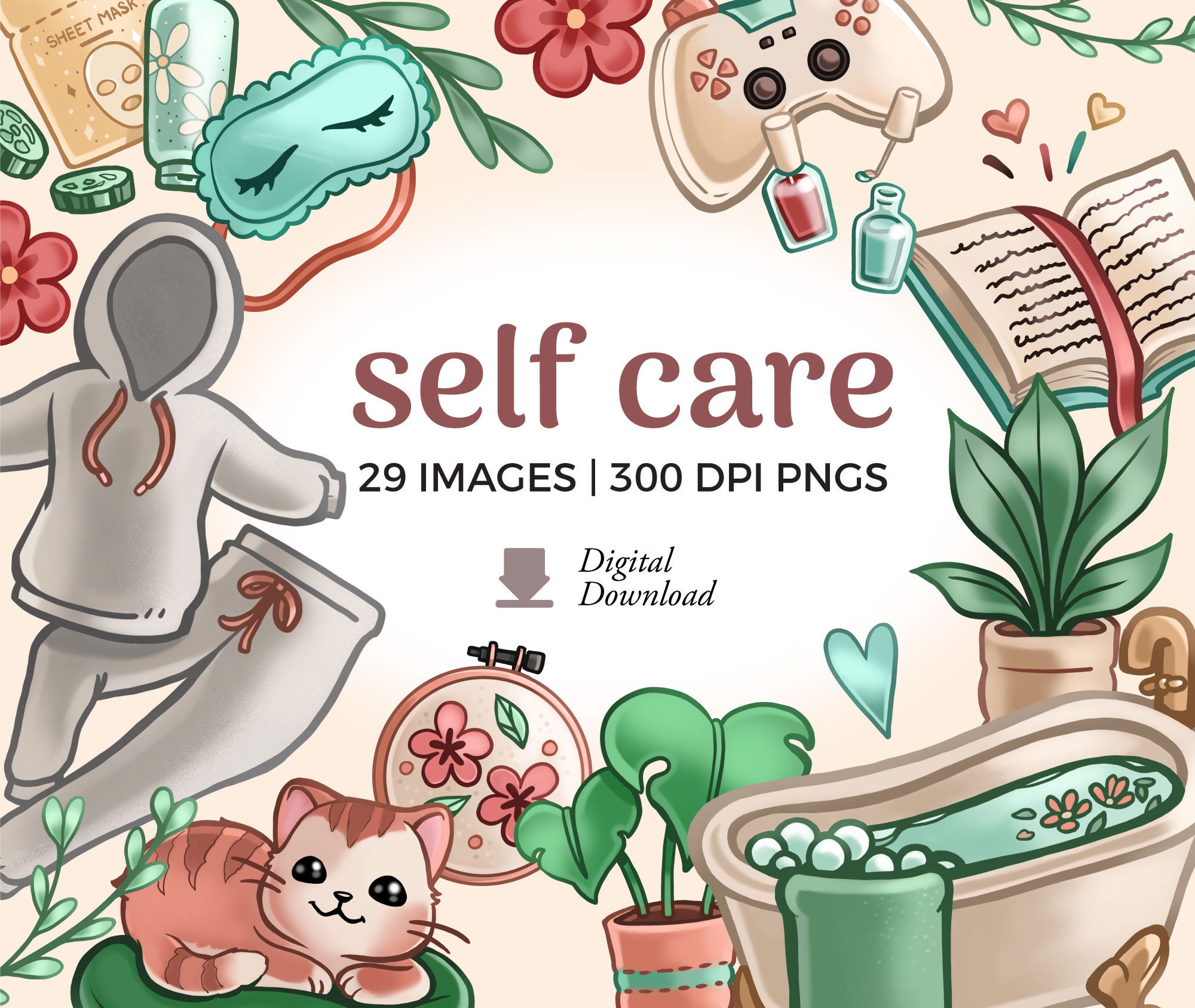 Self Care Clipart Illustrations Relaxation PNG Download Me Time Clipart ...