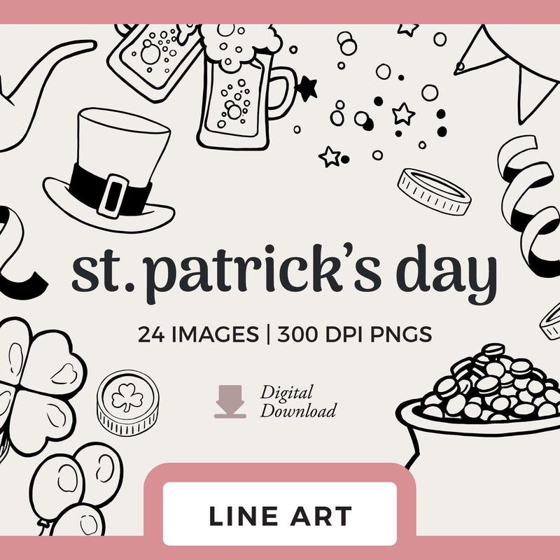 St. Patrick's Day Black and White Clip Art - Etsy