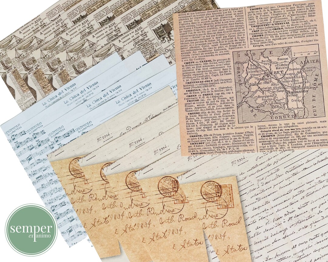 Vintage Paper Set Scrapbooking Paper Journaling Paper 16 Sheets 4 ...