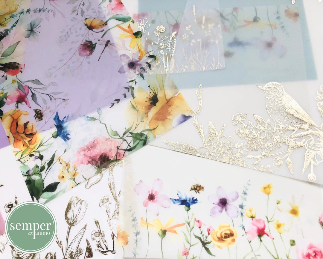 Vellum Paper Set | A5 | Birds & Bees | Gold Foil | Floral | Summer ...