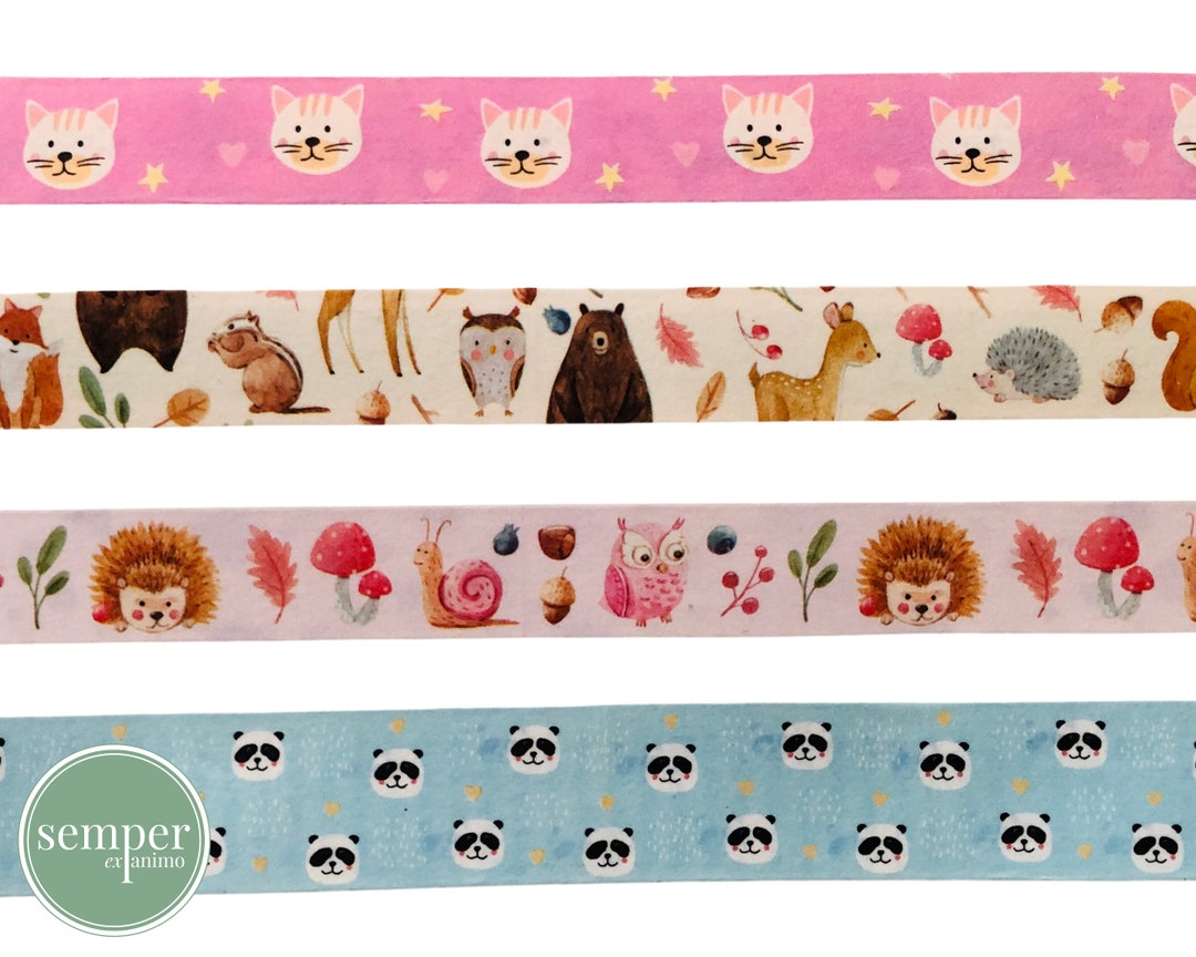 Washi Sample Card Cute Animals Cats Pandas Hedgehogs Owls Snails Cute ...