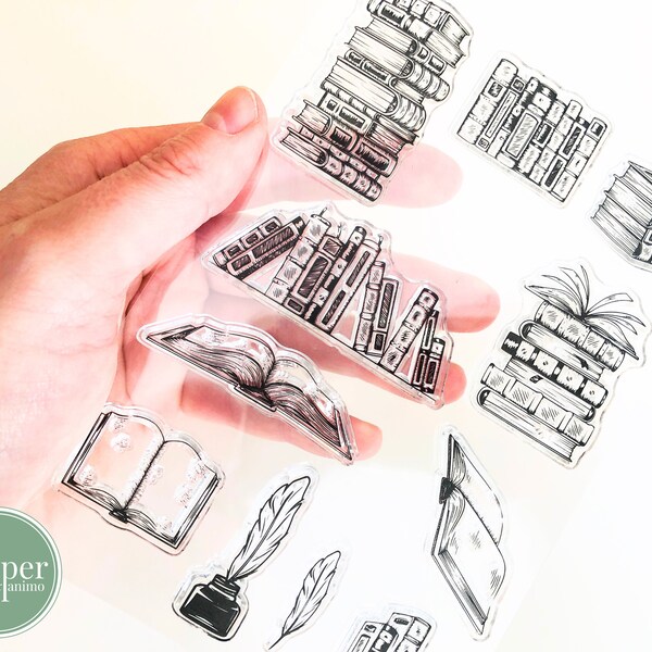 Stack of Books Stamp - Etsy