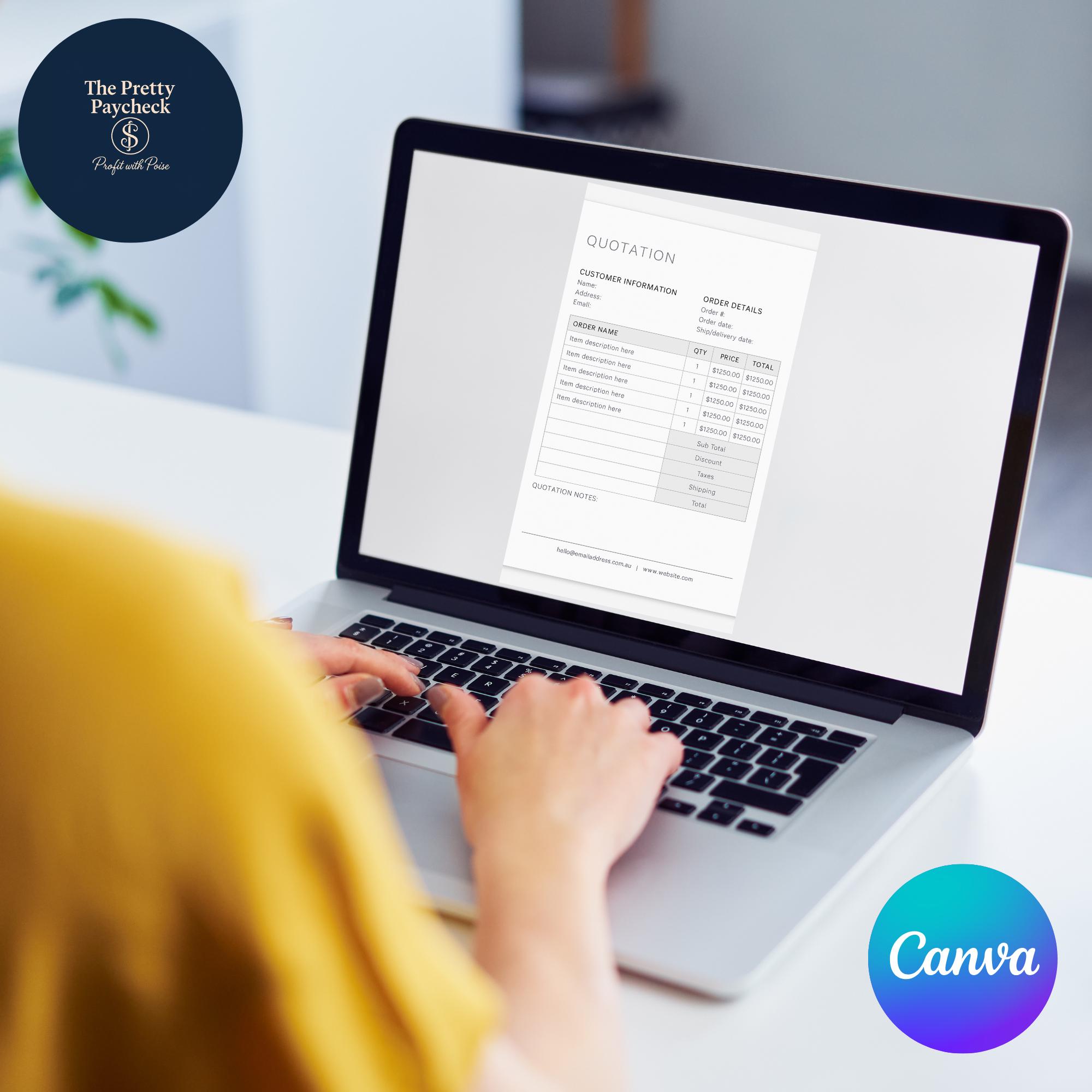 Editable Quote Template for Small Business | Instant Download Pricing ...