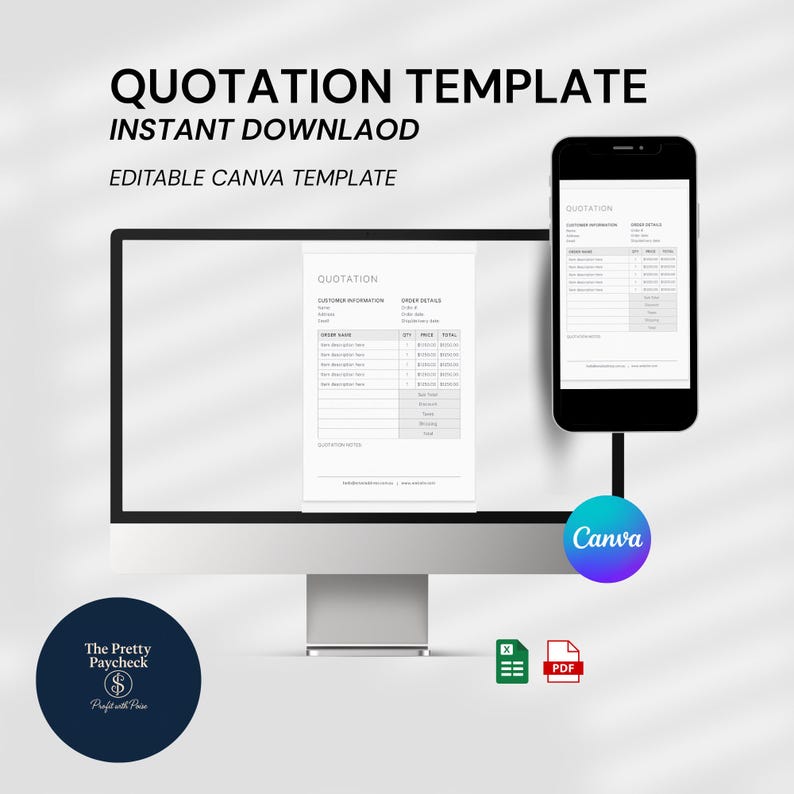 Editable Quote Template for Small Business | Instant Download Pricing ...
