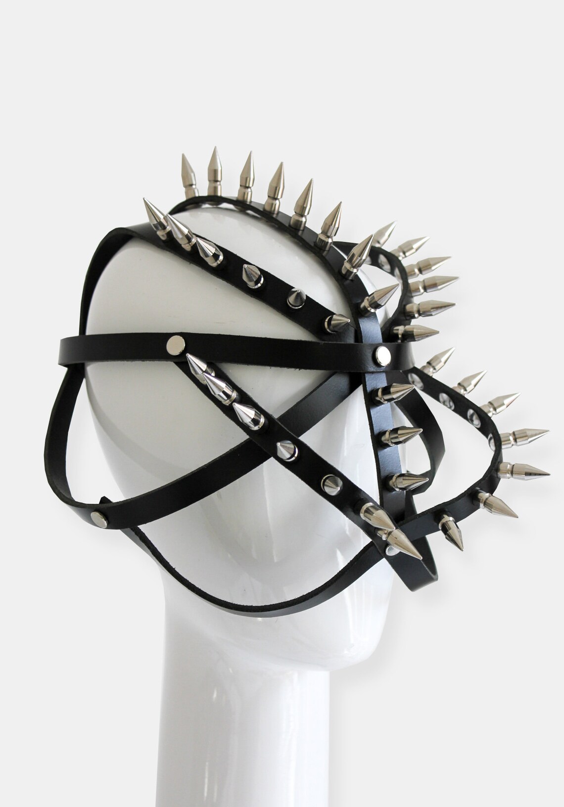 ZEUS Leather Studded Face Mask - Etsy
