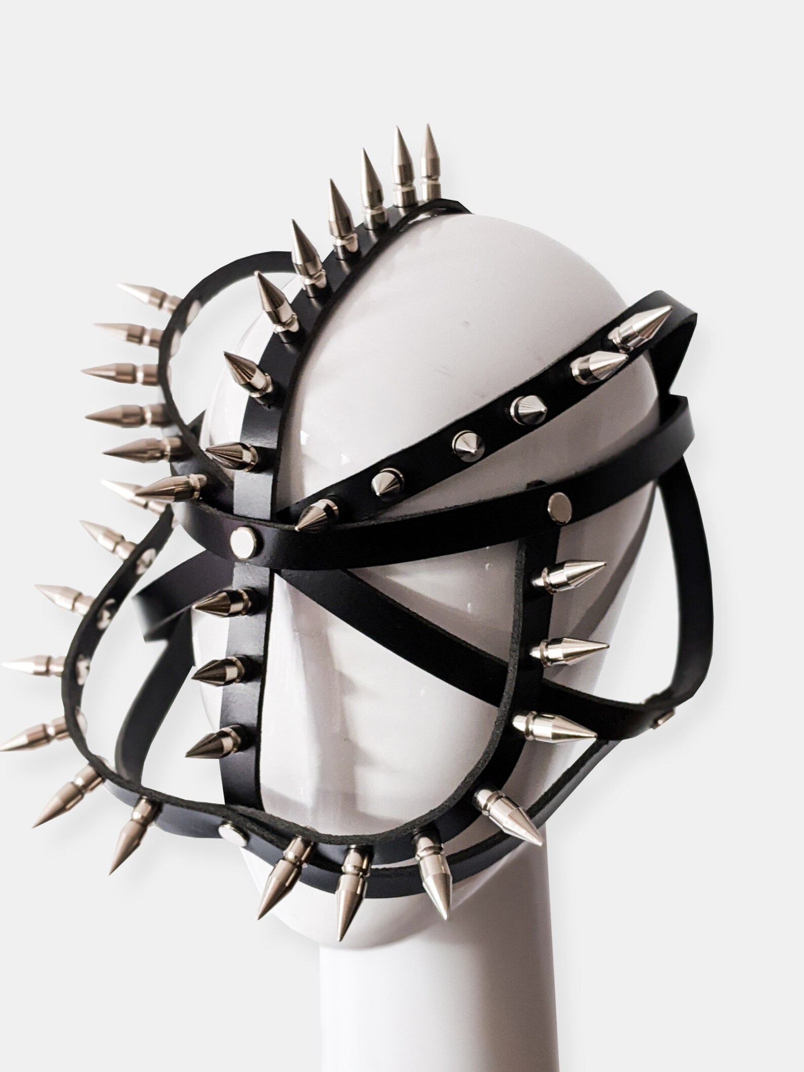 ZEUS Leather Studded Face Mask - Etsy