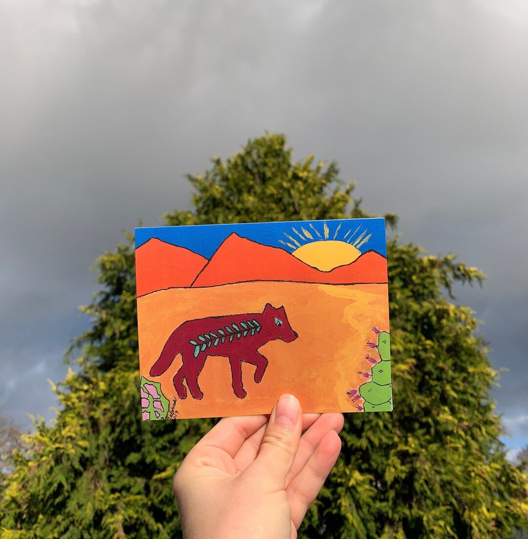 Greeting Cards - Set of 5 or 10 - "desert Coyote" - Indigenous Artwork ...